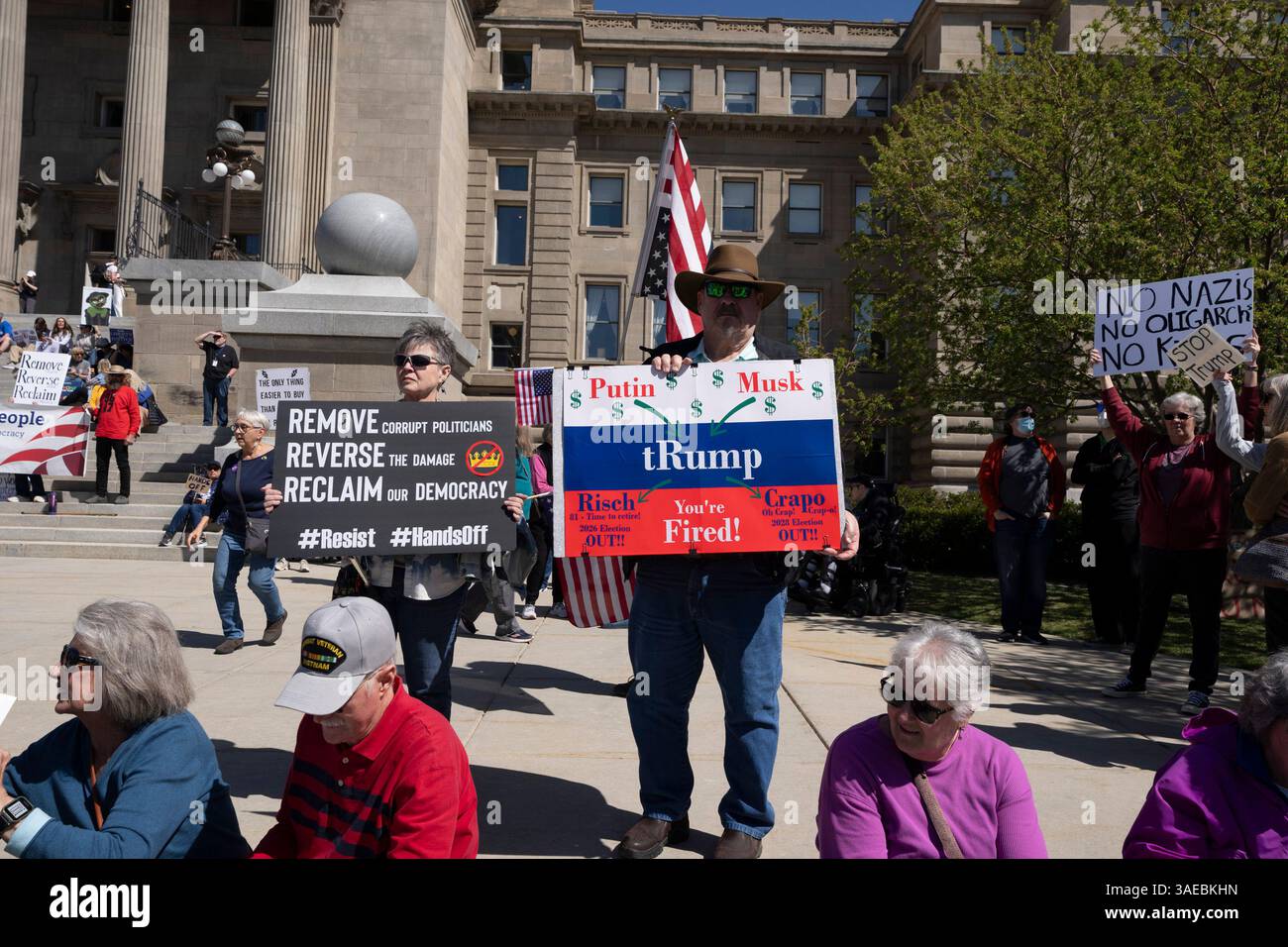 April 5. 2025: Hands Off protest at the capital of Idaho, in Boise ...