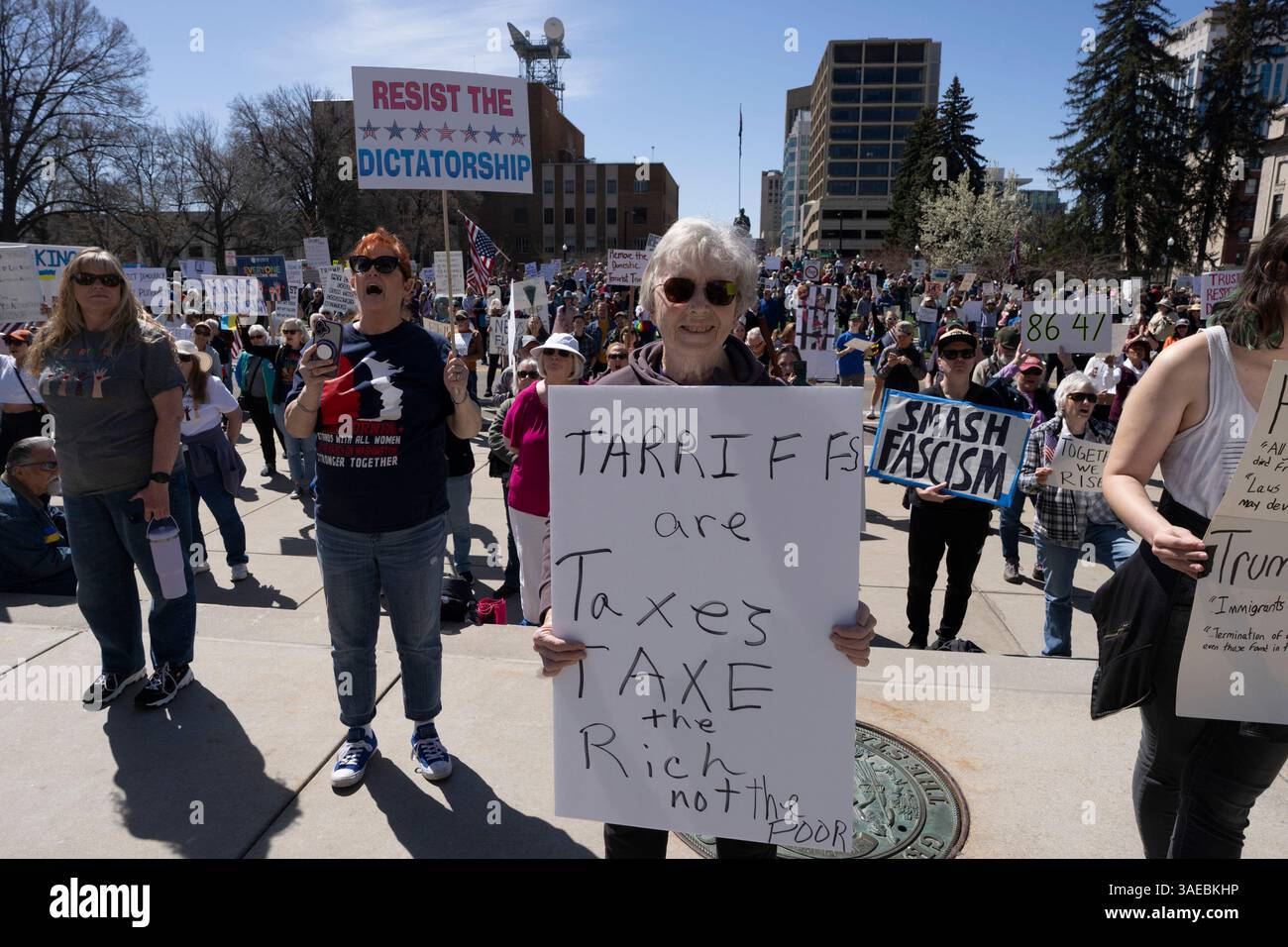 April 5. 2025: Hands Off protest at the capital of Idaho, in Boise ...