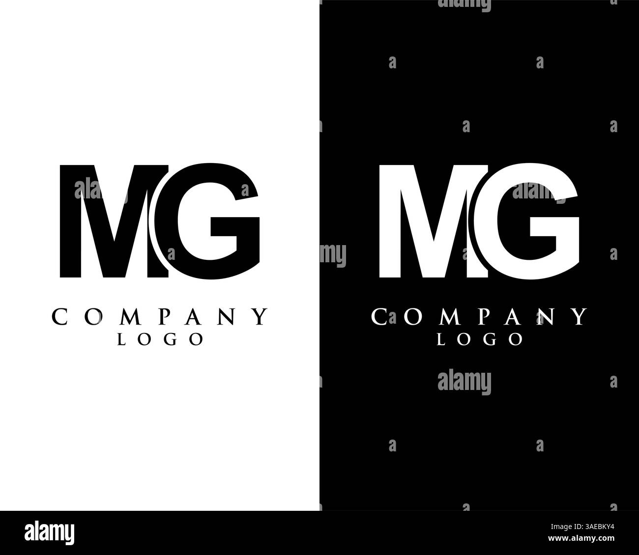MG, GM letter logo design vector black and white color background Stock ...