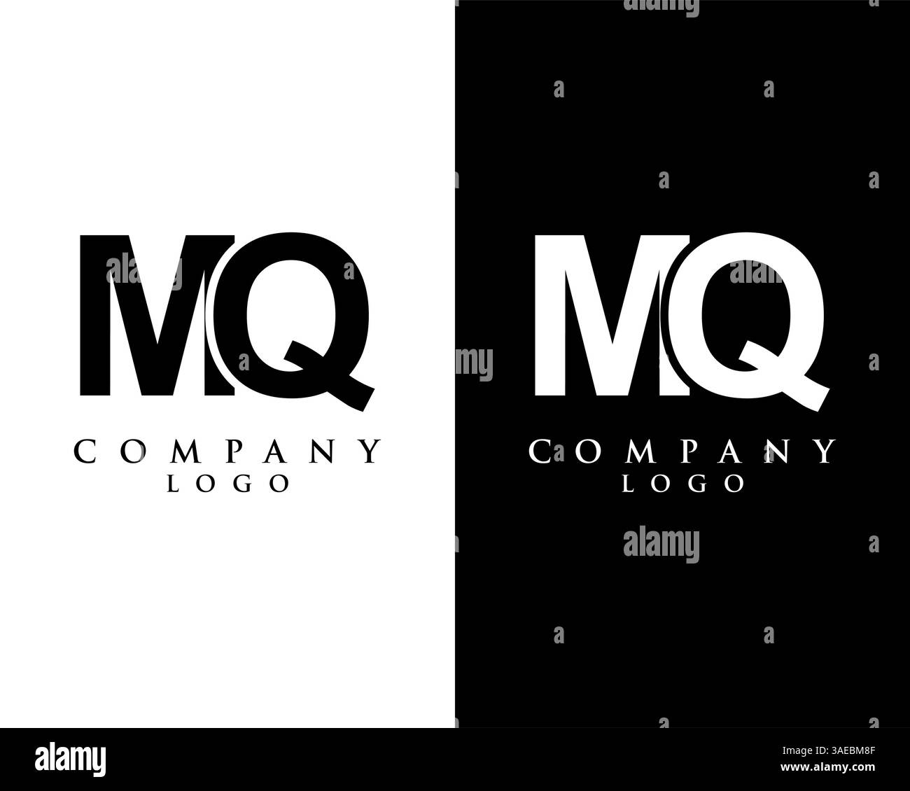 MQ, QM letter logo design vector black and white color background Stock ...