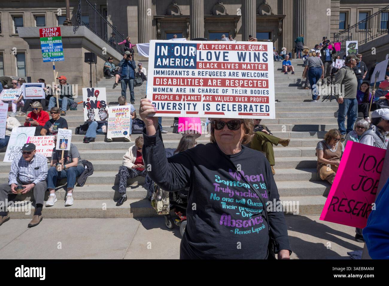 April 5. 2025: Hands Off protest at the capital of Idaho, in Boise ...