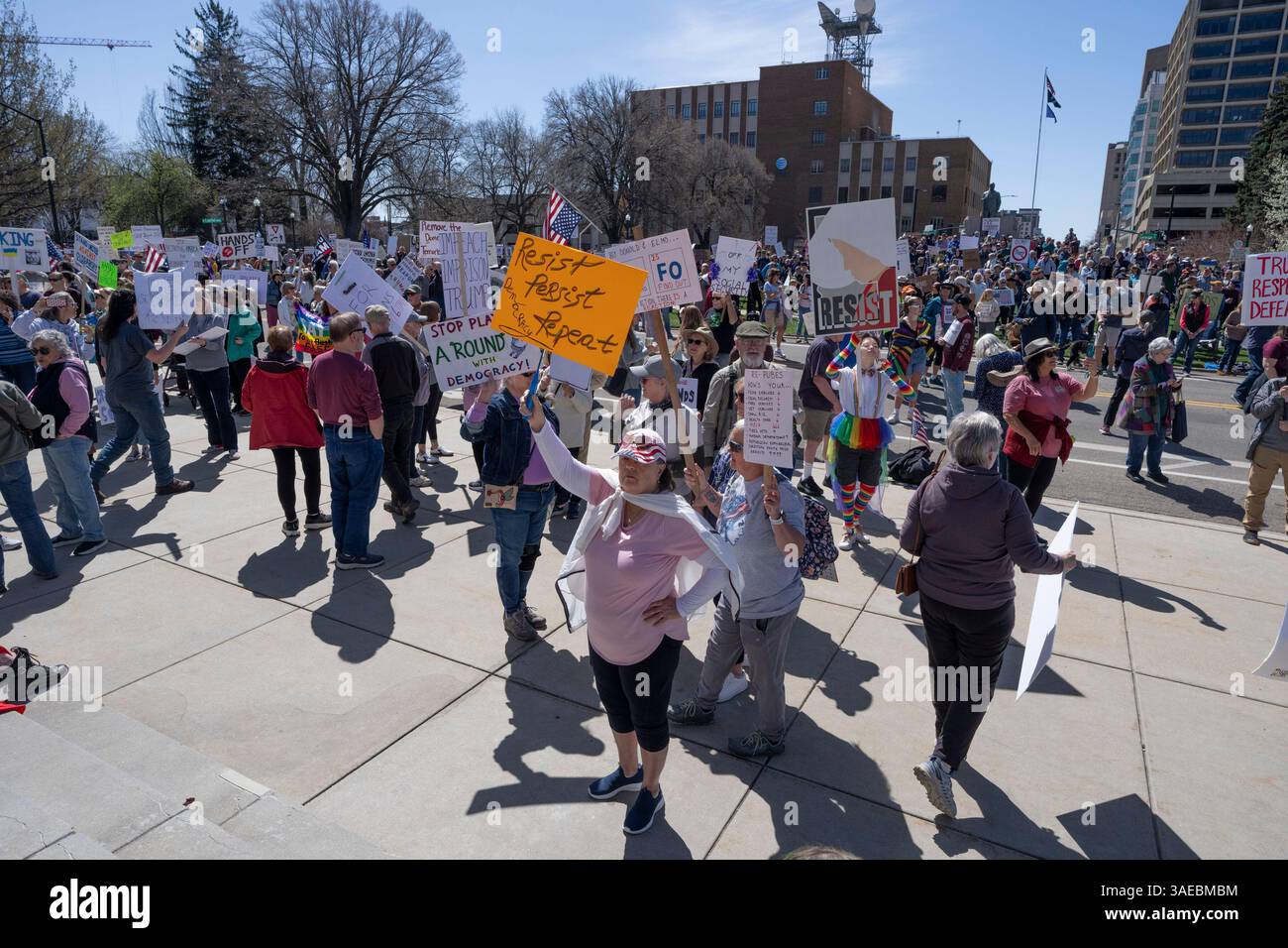 April 5. 2025: Hands Off protest at the capital of Idaho, in Boise ...