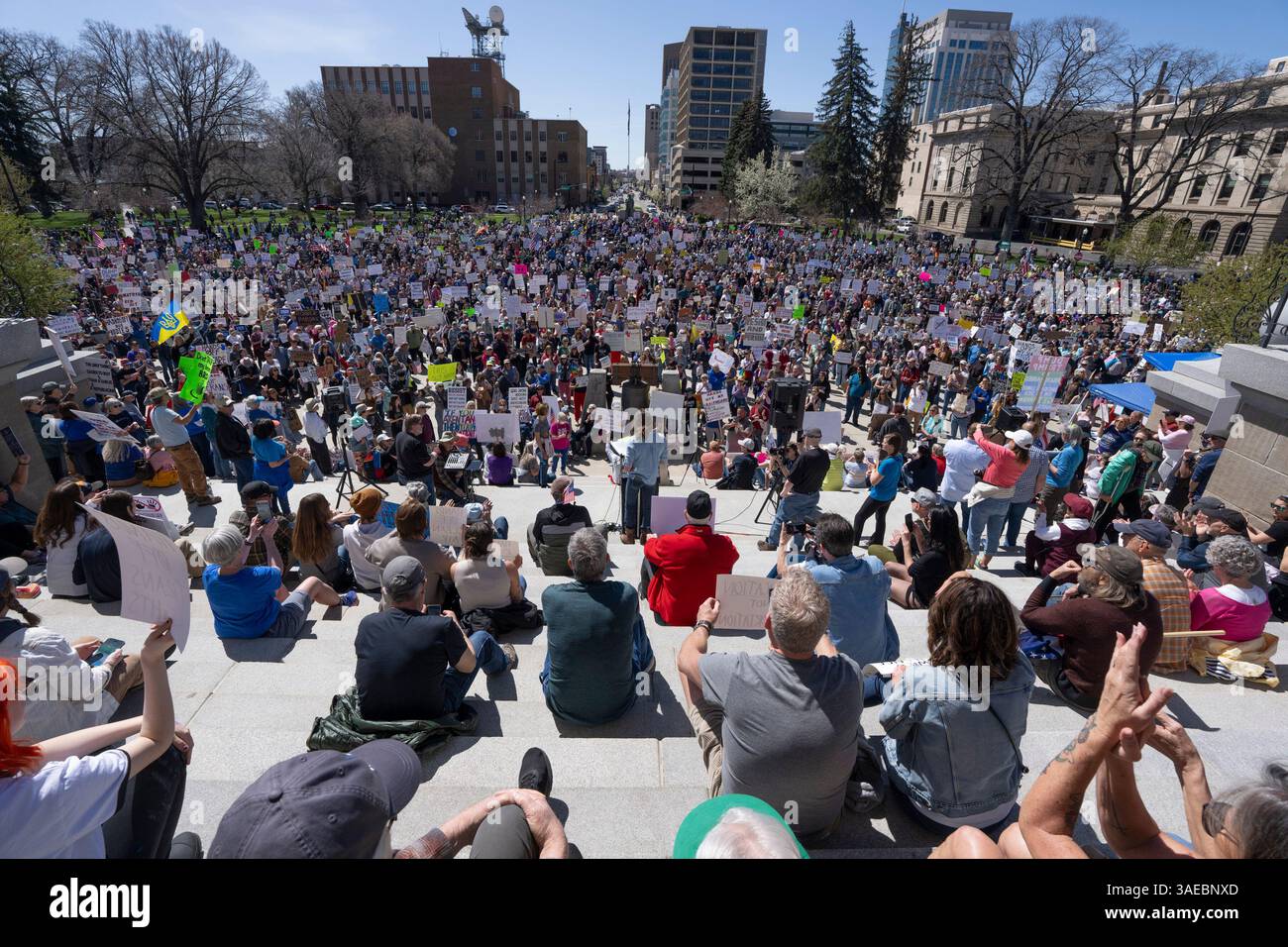 April 5. 2025: Hands Off protest at the capital of Idaho, in Boise ...