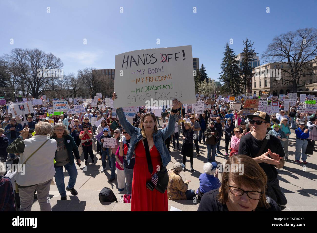 April 5. 2025: Hands Off protest at the capital of Idaho, in Boise ...