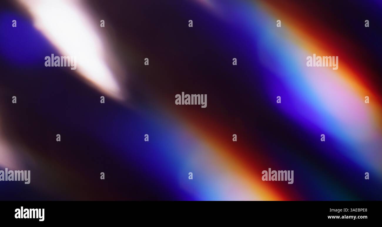 Beam spark. Blur glow. Defocused blue yellow red multicolor rainbow ...