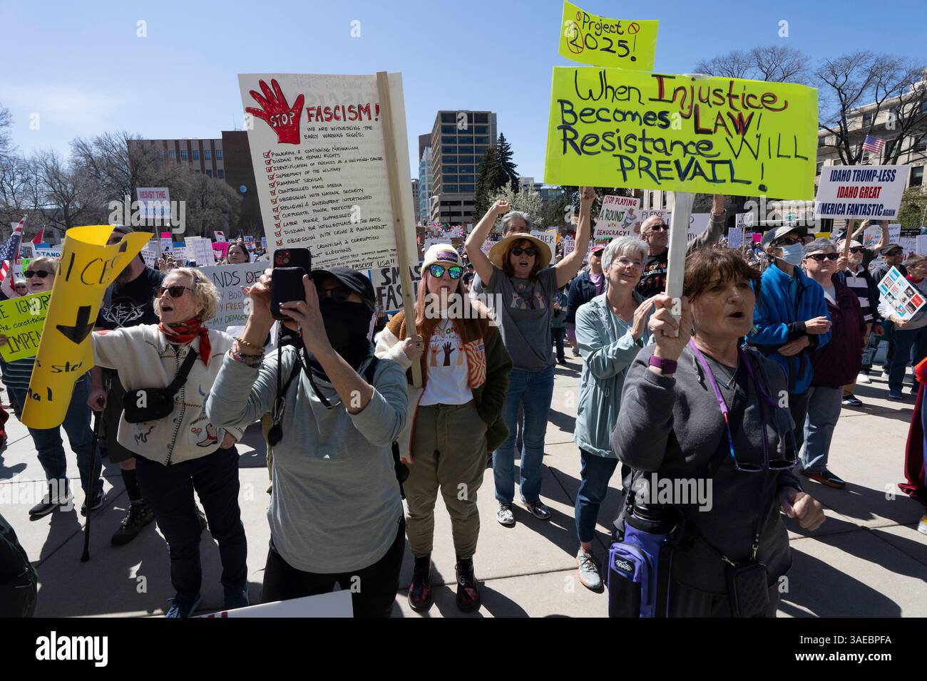 April 5. 2025: Hands Off protest at the capital of Idaho, in Boise ...