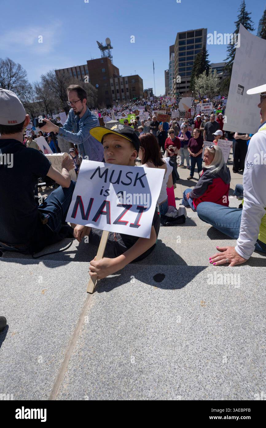 April 5. 2025: Hands Off protest at the capital of Idaho, in Boise ...