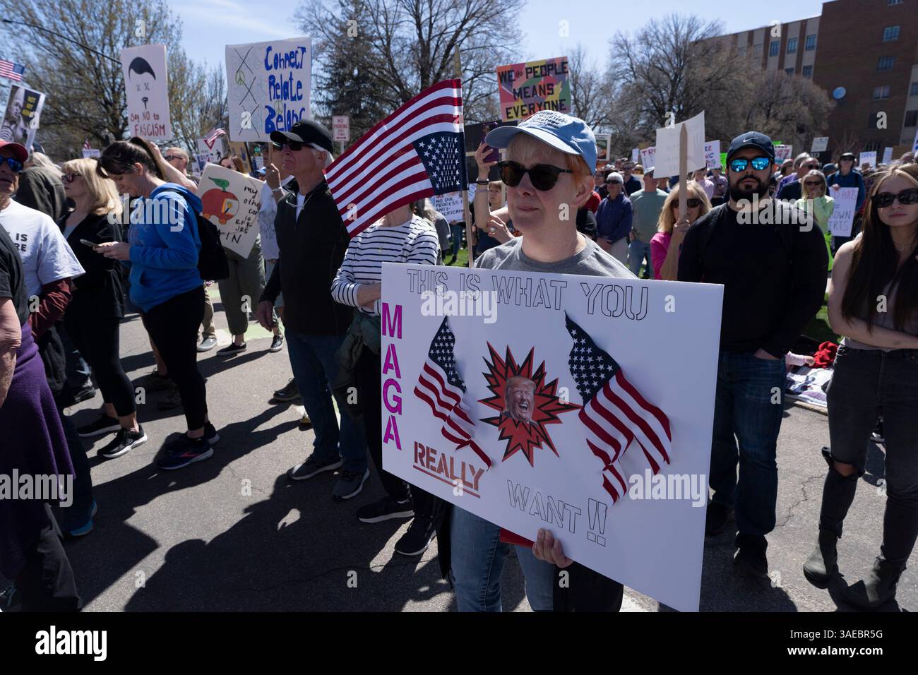 April 5. 2025: Hands Off protest at the capital of Idaho, in Boise ...