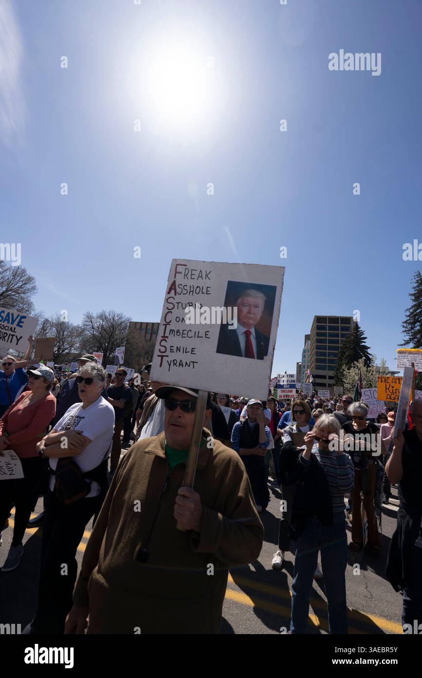 April 5. 2025: Hands Off protest at the capital of Idaho, in Boise ...