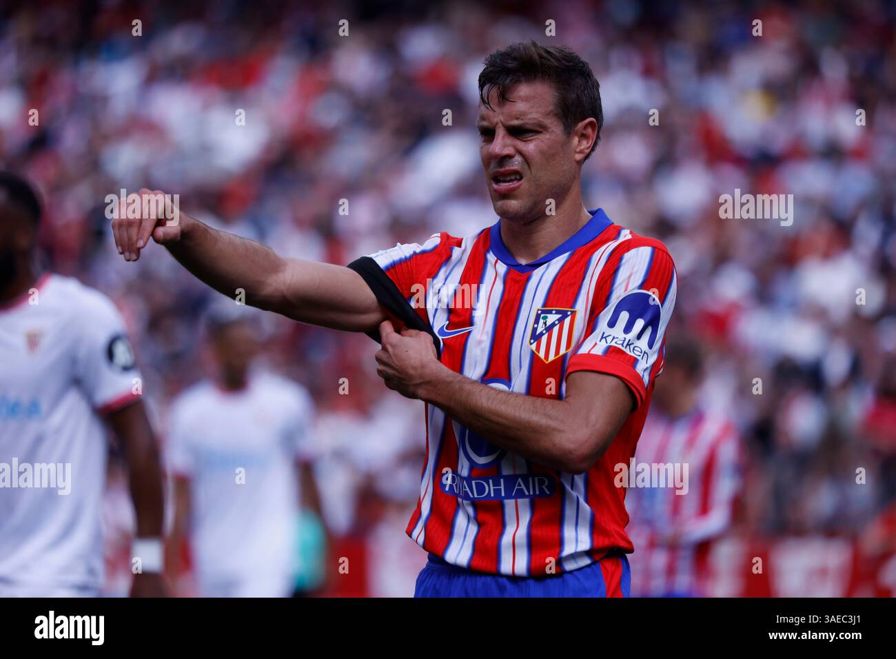 SEVILLE, SPAIN - APRIL 6, 2025: César Azpilicueta of Atlético de Madrid ...