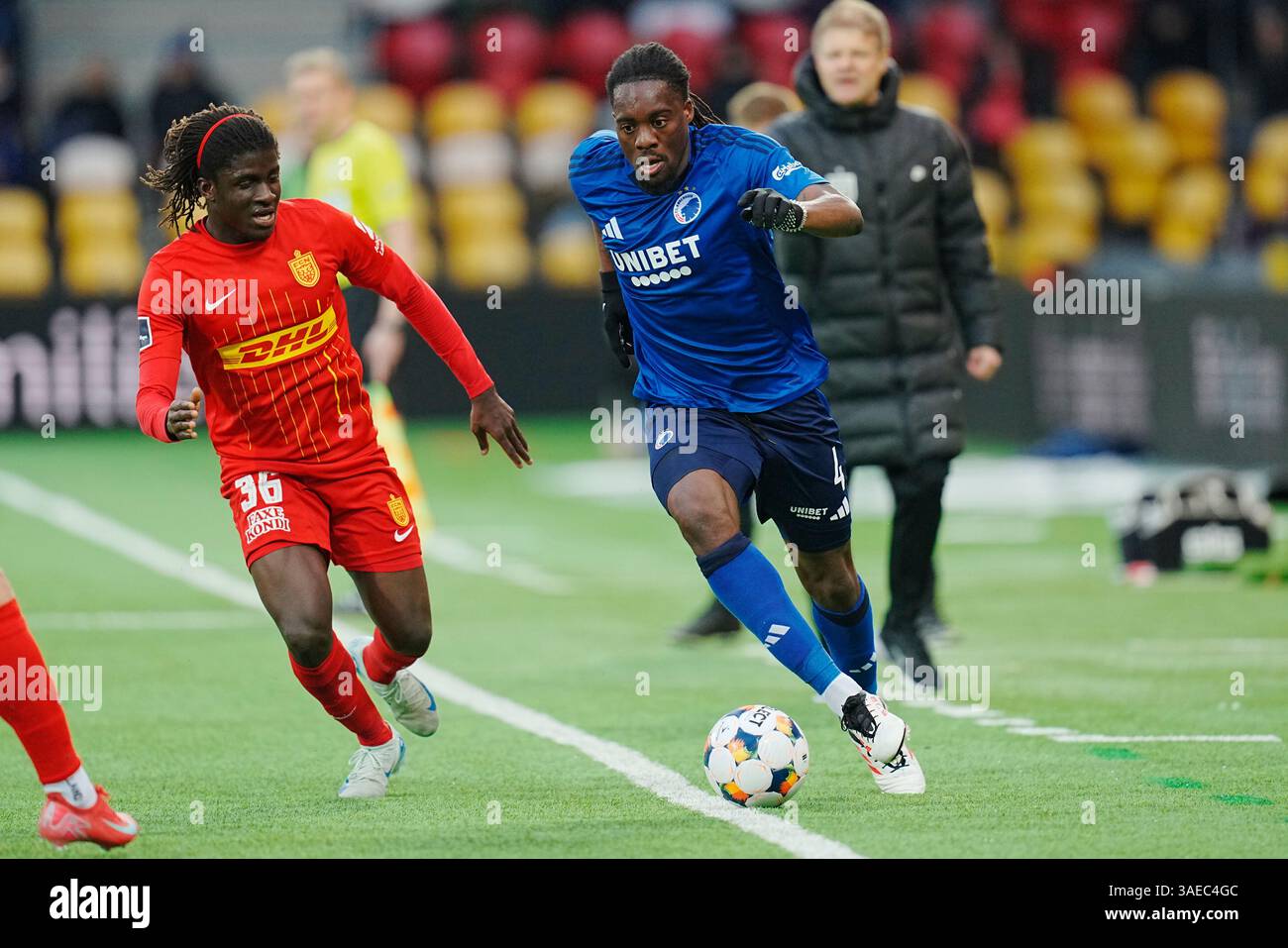 Farum, Denmark. 06th Apr, 2025. FC Nordsjaelland moeder FC Koebenhavn i ...