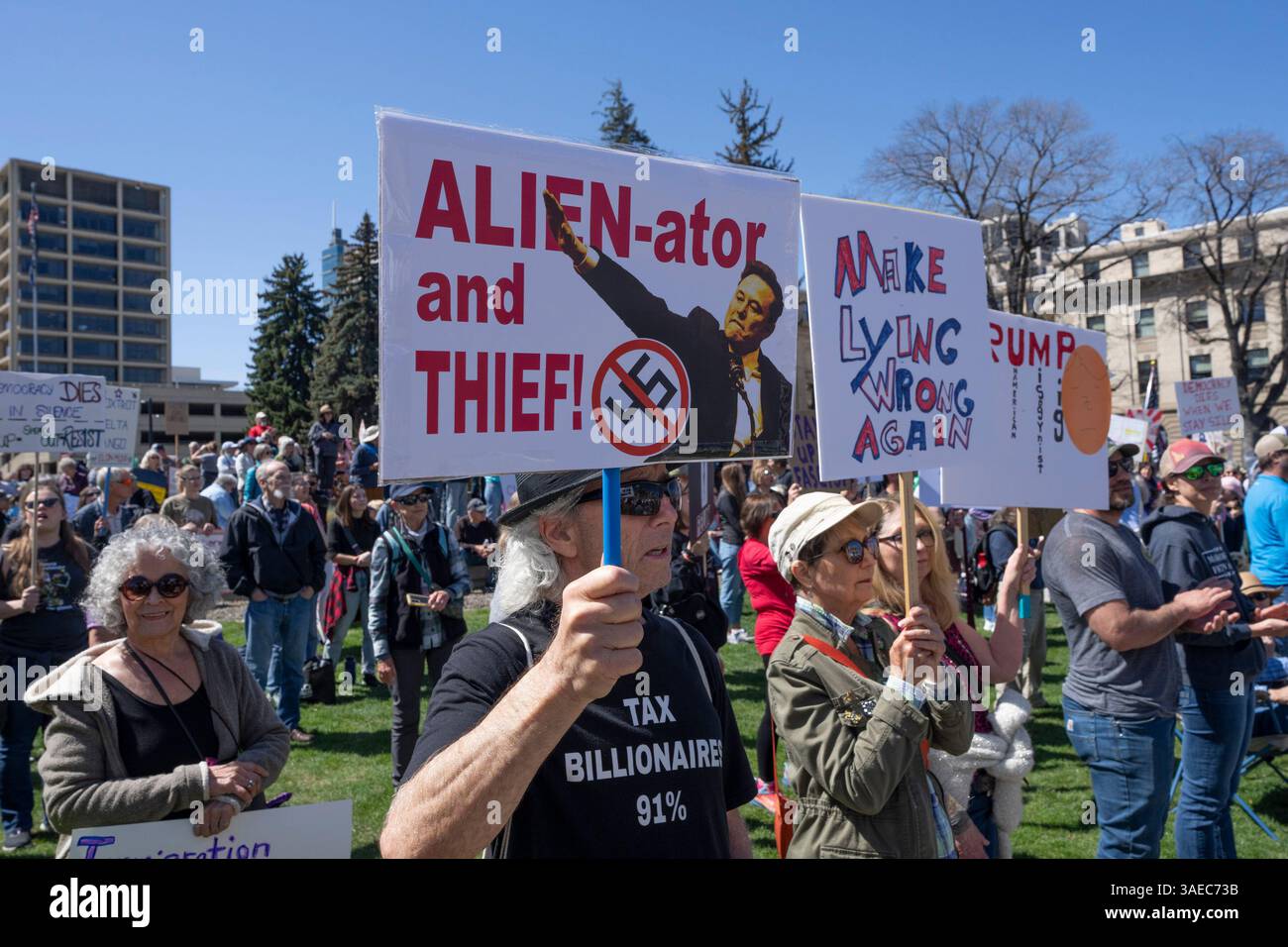 Boise, USA. 05th Apr, 2025. April 5. 2025: Hands Off protest at the ...