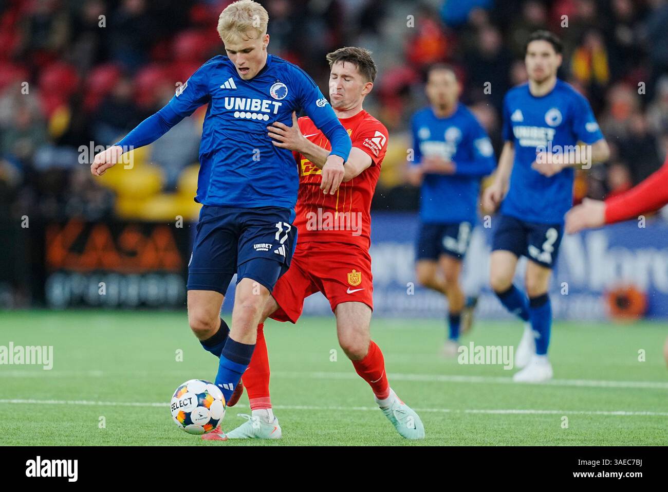 Farum, Denmark. 06th Apr, 2025. FC Nordsjaelland moeder FC Koebenhavn i ...