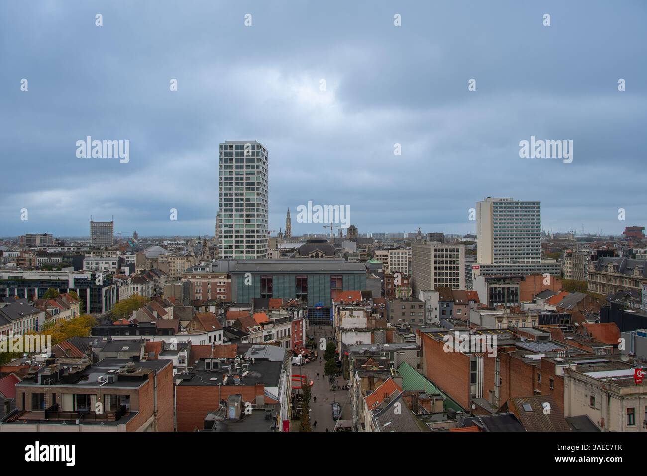Antwerp, Belgium 31 October 2023, The view from above over the roofs of ...