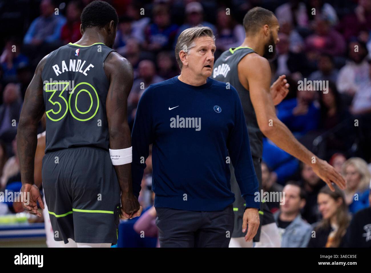 Minnesota Timberwolves head coach Chris Finch, center, looks on during ...