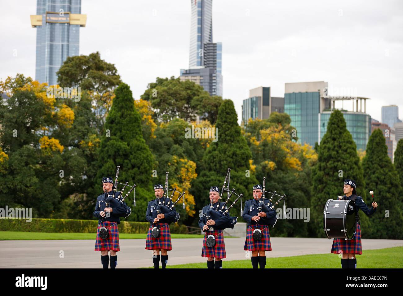 The Victoria Police Band performs during the 90th anniversary ceremony ...