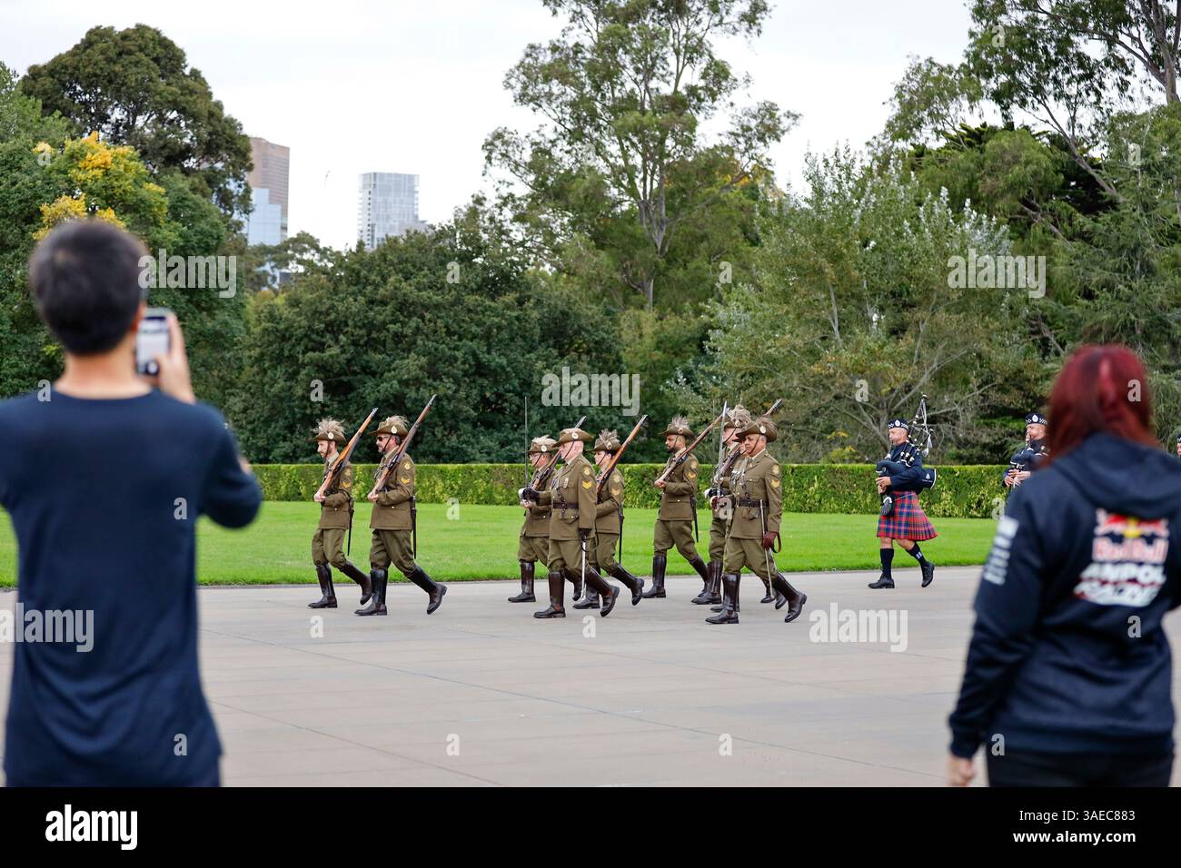 Members of the Shrine Guard march during the 90th anniversary ceremony ...