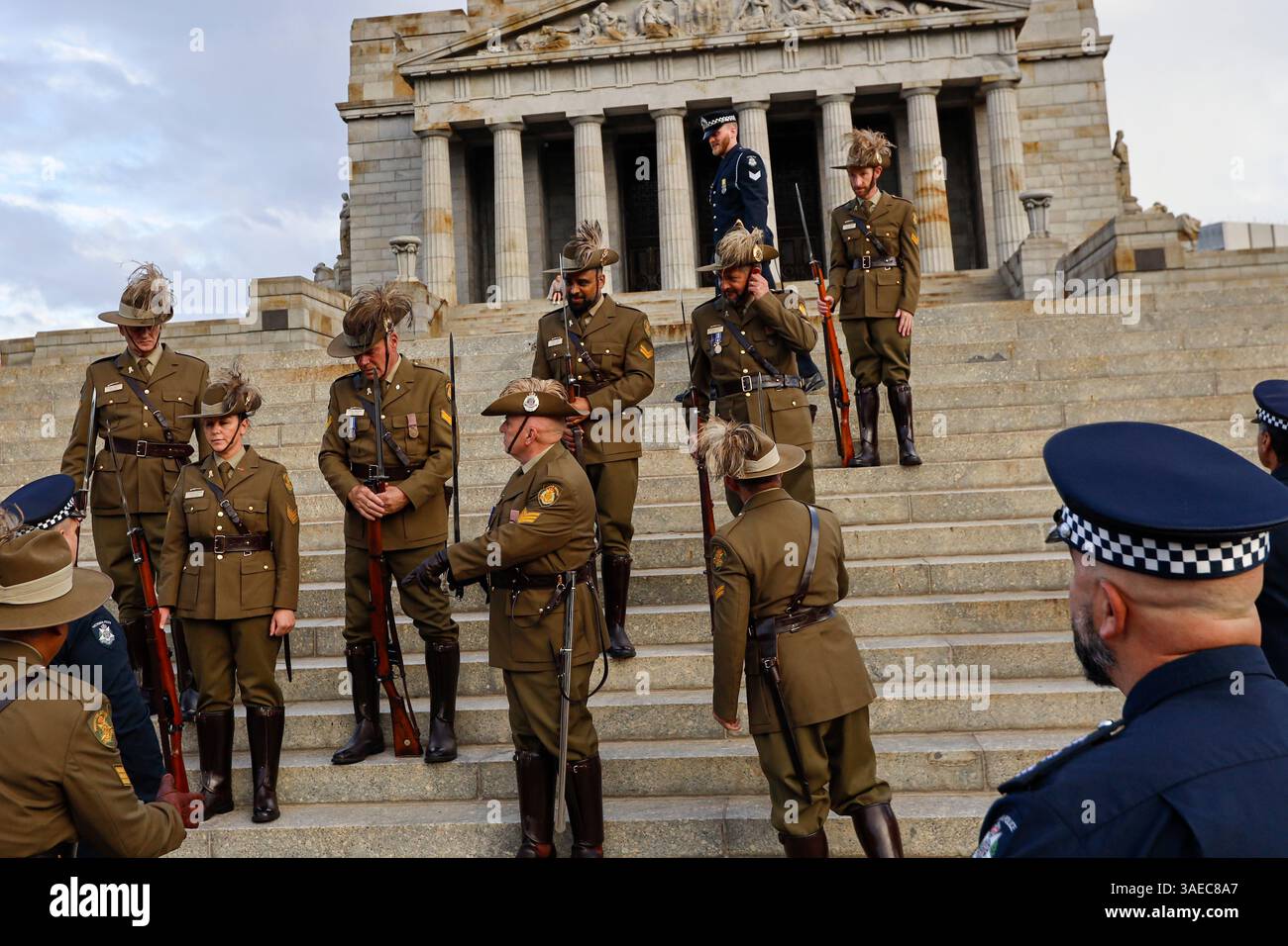 The Shrine Guards seen with Victoria Police during the 90th-anniversary ...