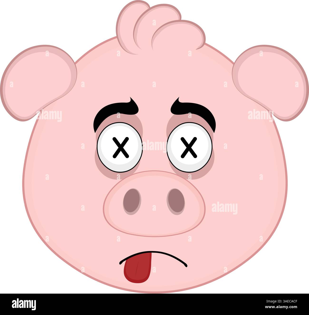 vector illustration emoji character face pig cartoon, with crosses eyes ...