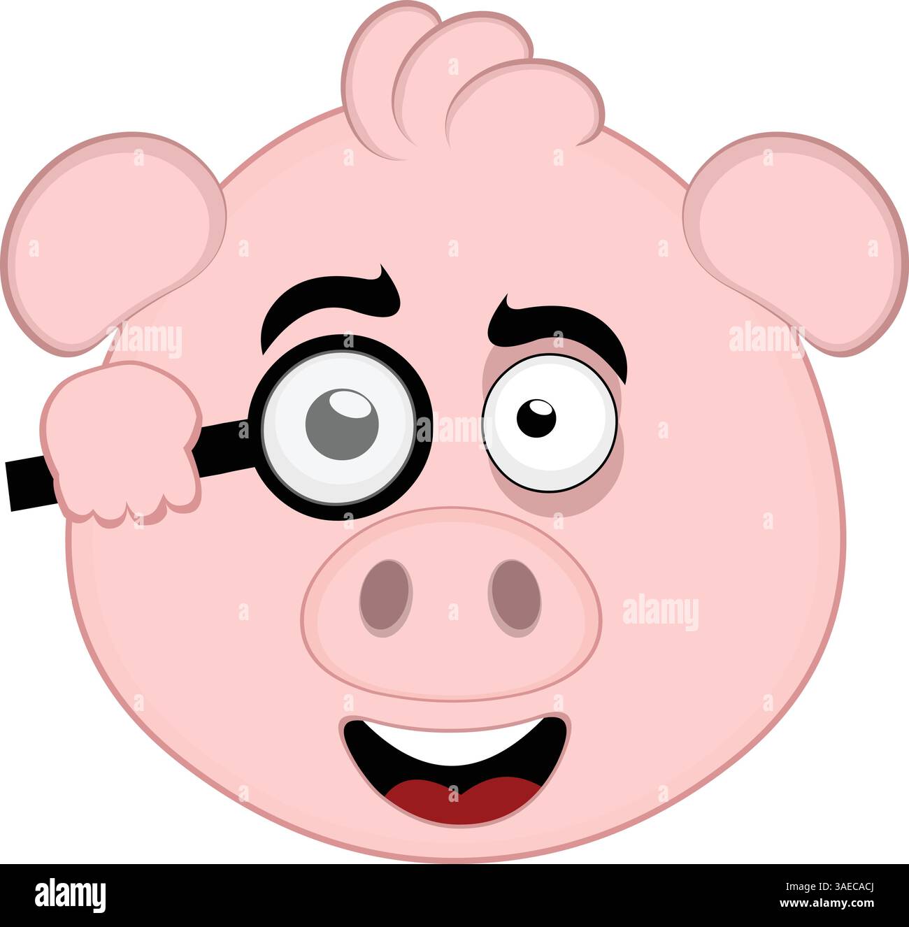 vector illustration emoji character face pig cartoon, watching with a magnifying glass Stock ...