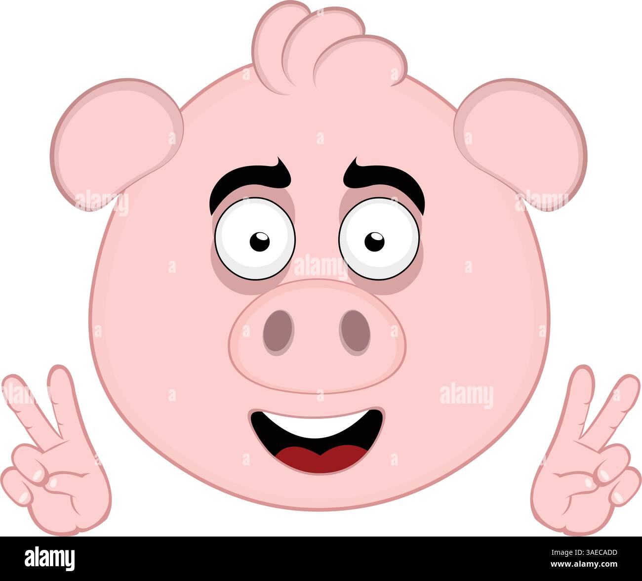 vector illustration emoji character face pig cartoon, with hands making ...