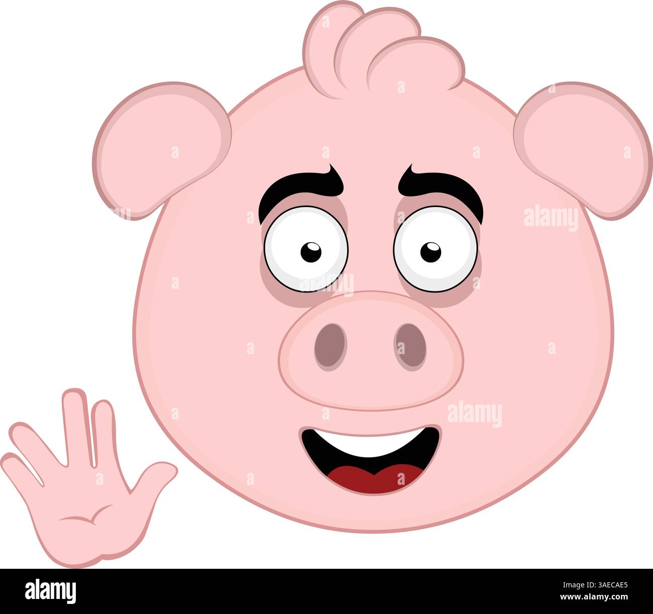 vector illustration emoji character face pig cartoon, with a happy expression and doing vulcan ...