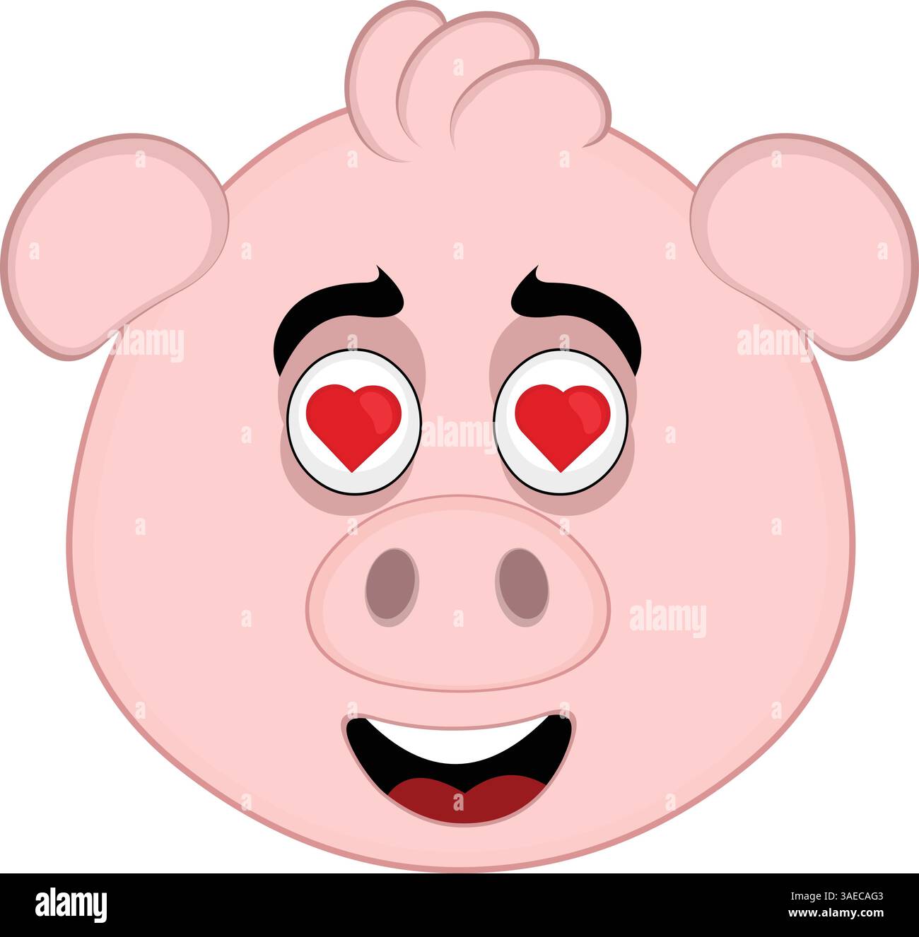 vector illustration emoji character face pig cartoon, in love with eyes ...