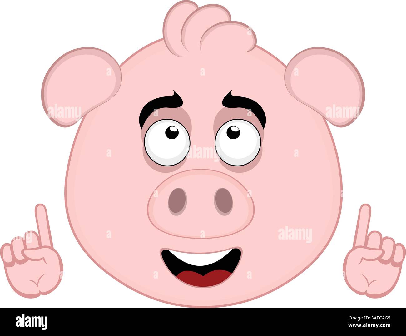 vector illustration emoji character face pig cartoon, observing and ...