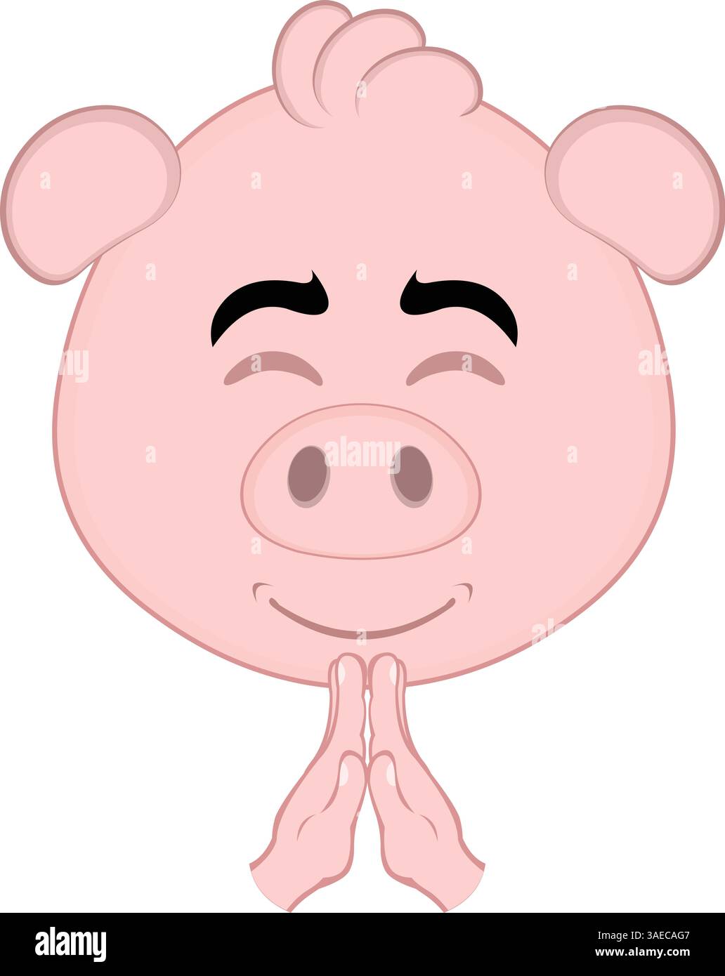 vector illustration emoji character face pig cartoon, with his hands in a praying position Stock ...