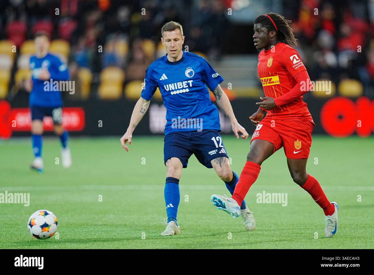 Farum, Denmark. 06th Apr, 2025. FC Nordsjaelland moeder FC Koebenhavn i ...