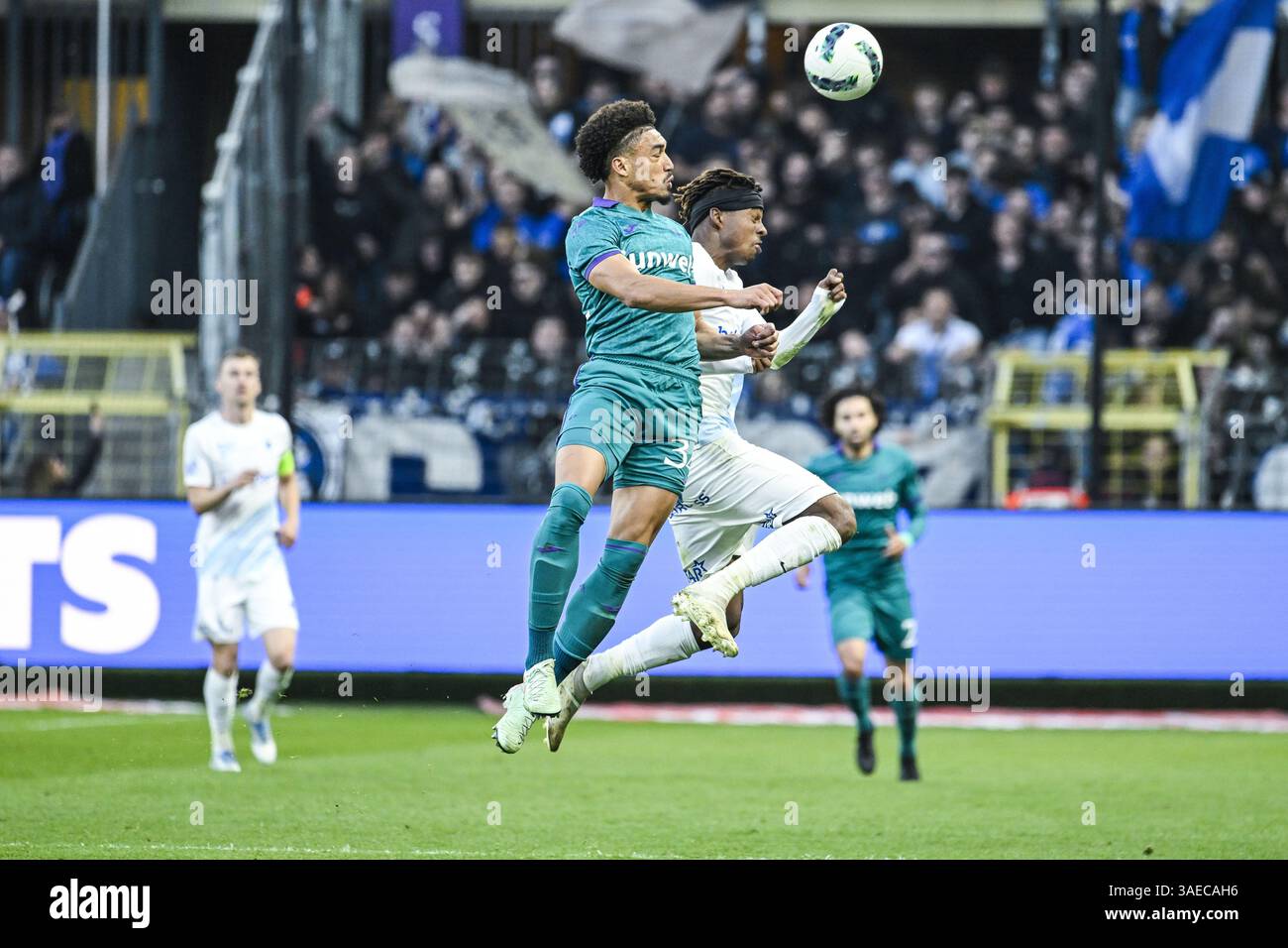 Brussels, Belgium. 06th Apr, 2025. Anderlecht's Adryelson and Genk's Noah Adedeji-Sternberg ...
