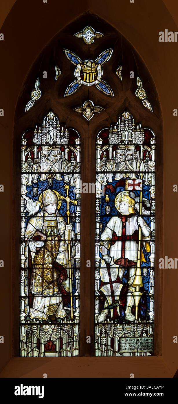Stained glass in St. David`s Church, Moreton-in-Marsh, Gloucestershire ...