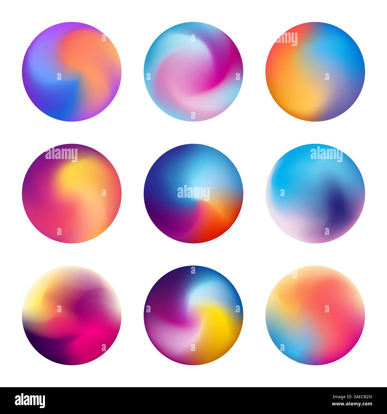 Multicolored blurred vector circles. Blurred spheres with gradient meshes. Vibrant colorful ...