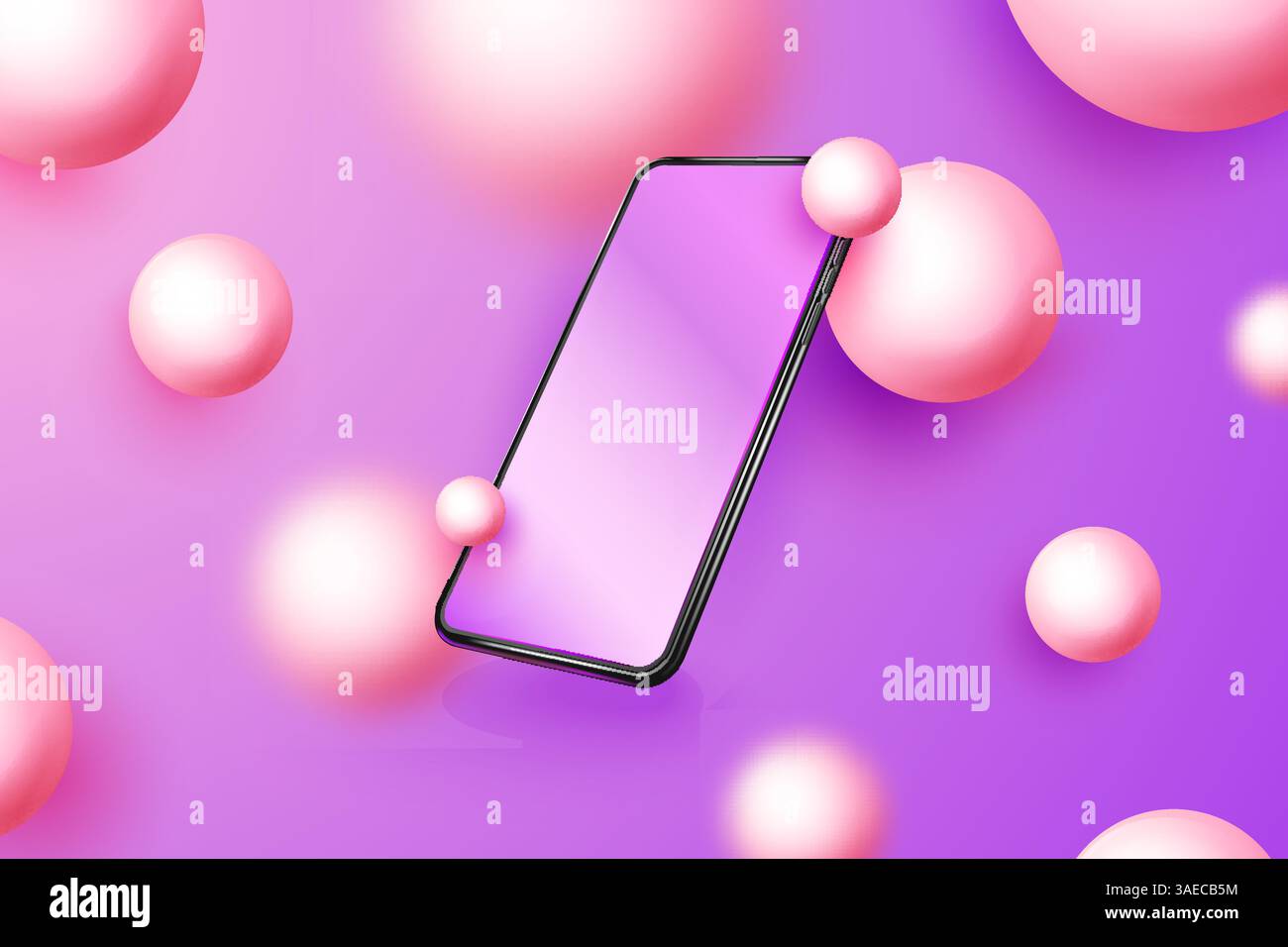 Realistic Smartphone Mockup 3d Mobile Phone With Blank Screen On