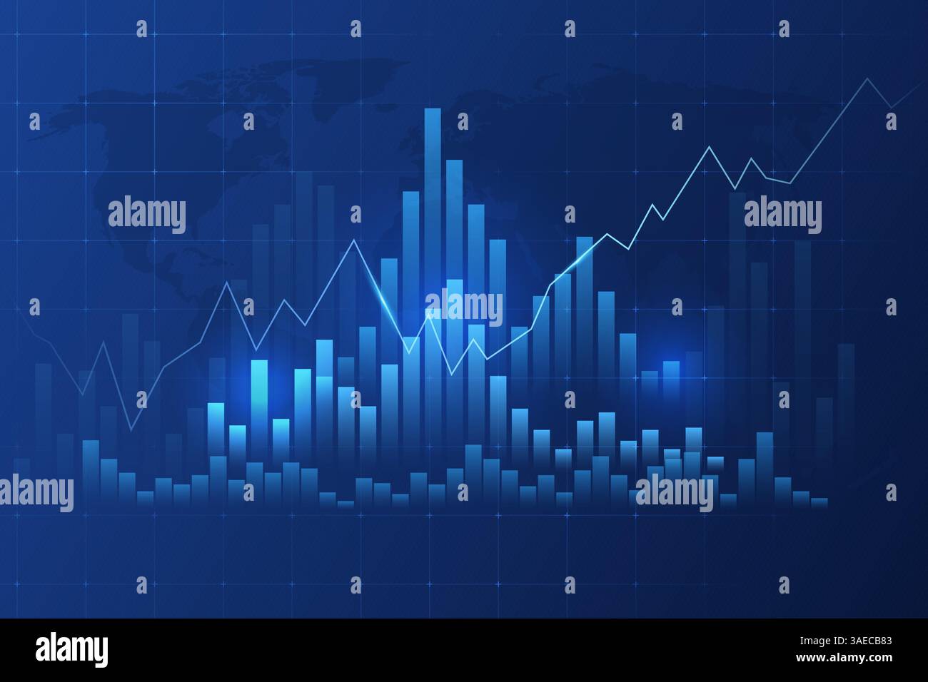 Glowing vector chart of investment financial data. Analysis indicators ...