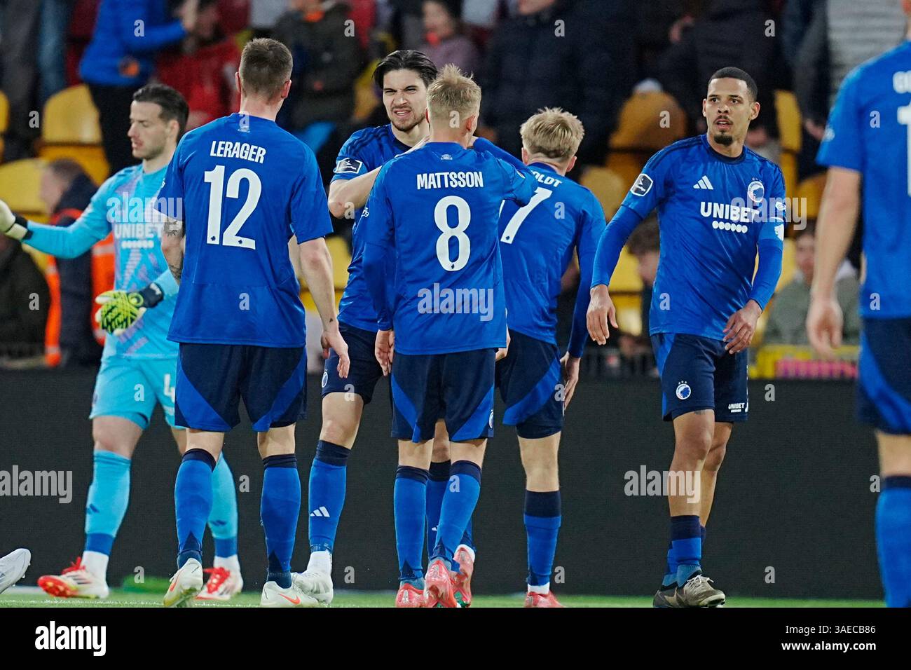 Farum, Denmark. 06th Apr, 2025. FC Nordsjaelland moeder FC Koebenhavn i ...