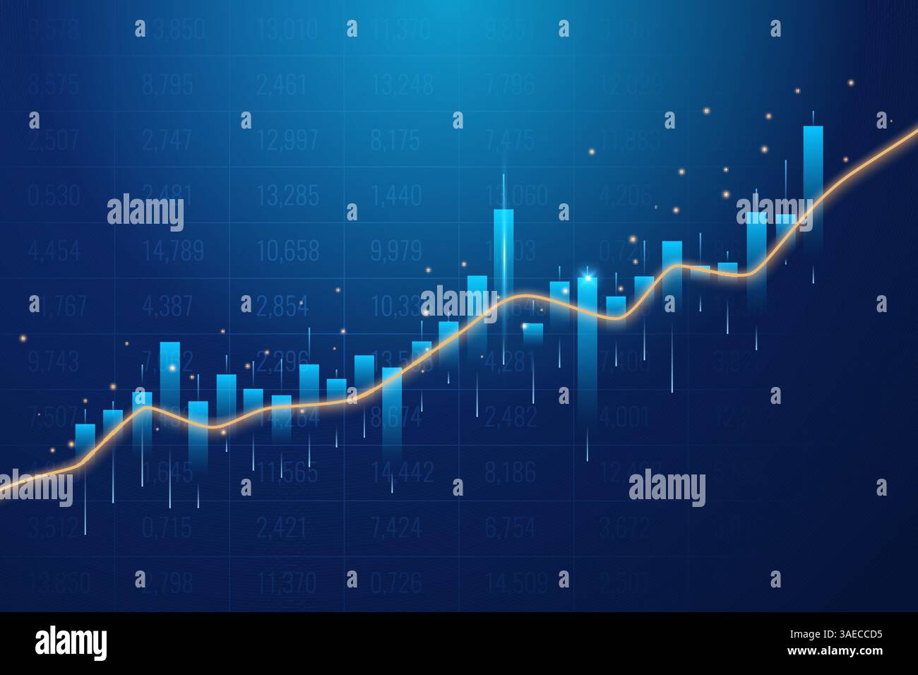 Glowing vector chart of investment financial data analysis indicators ...