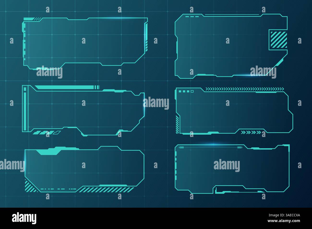Futuristic HUD frames. User interface elements, border aim control panel. High tech screen ...