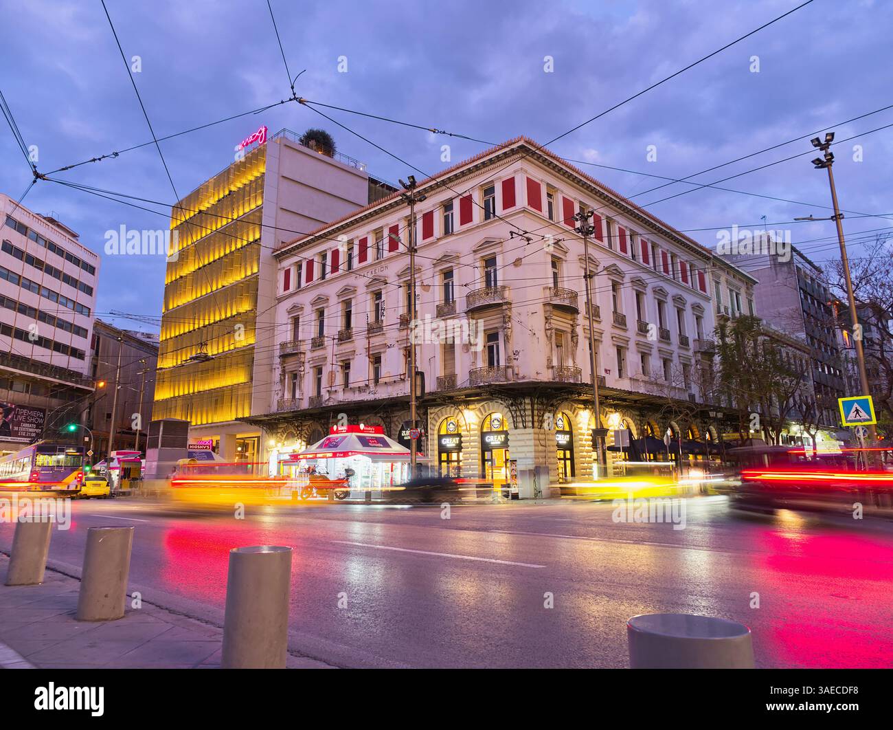 Athens, Greece - April 5, 2025: Omonoia square with historic building ...