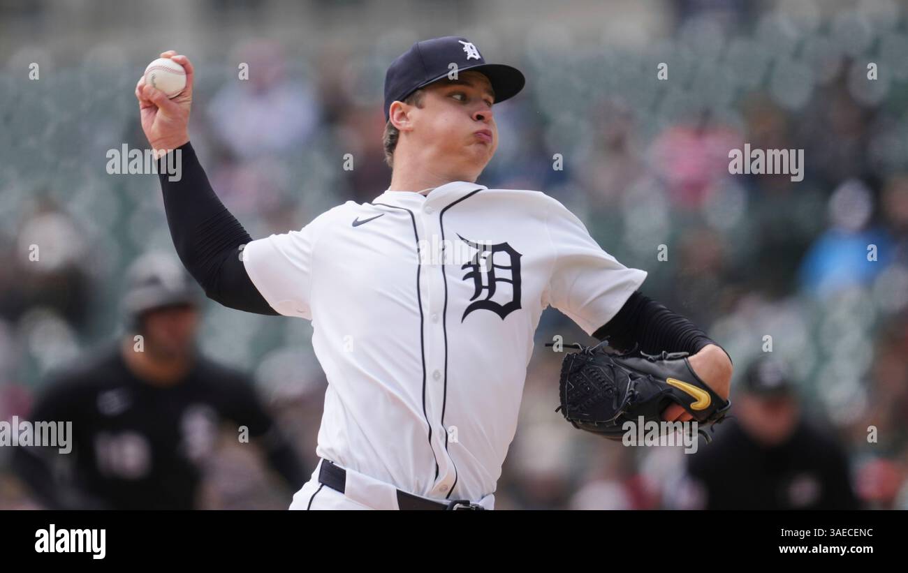 Detroit Tigers pitcher Jackson Jobe throws against the Chicago White Sox in the first inning ...