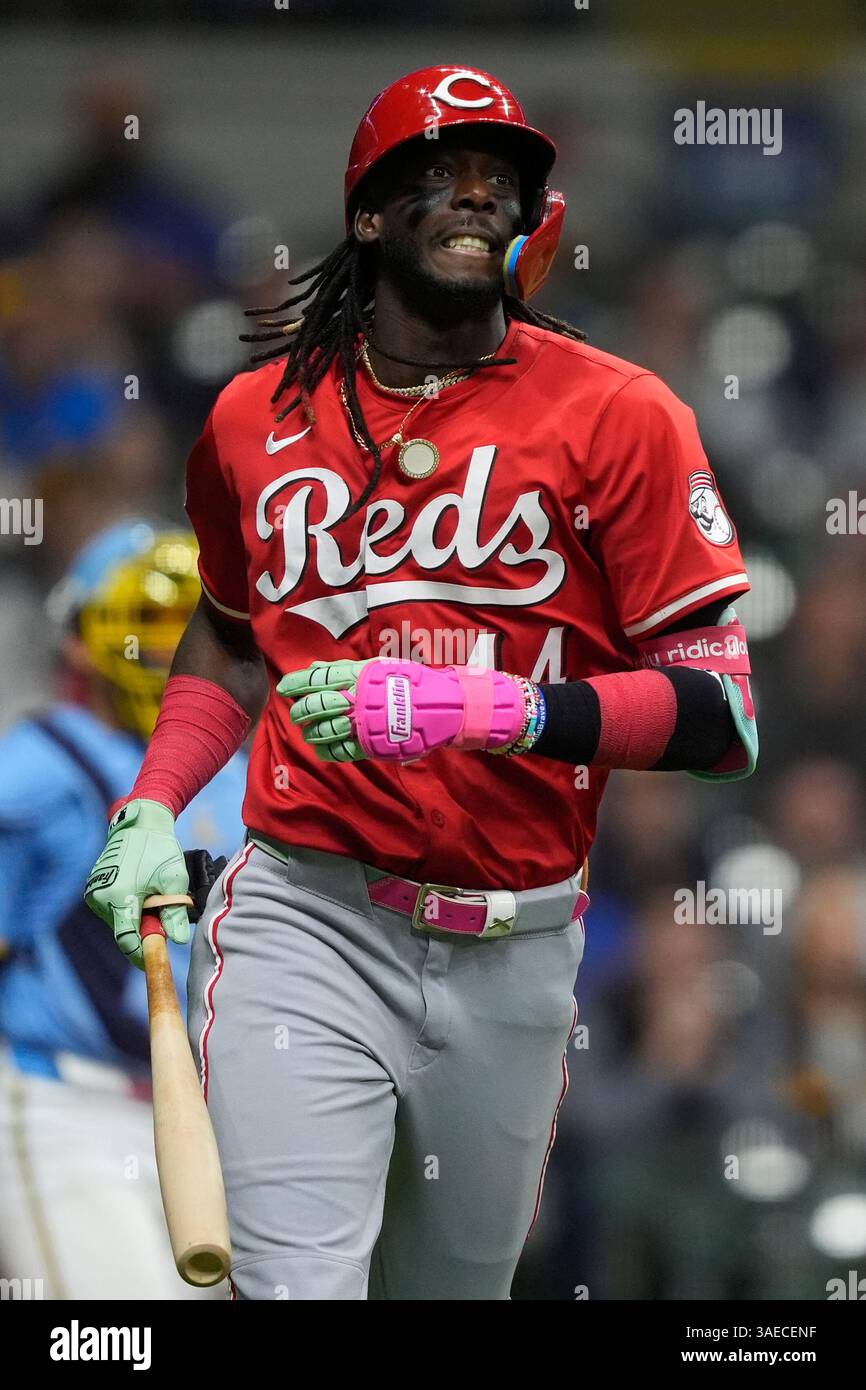 Cincinnati Reds' Elly De La Cruz looks on during the eighth inning of a ...