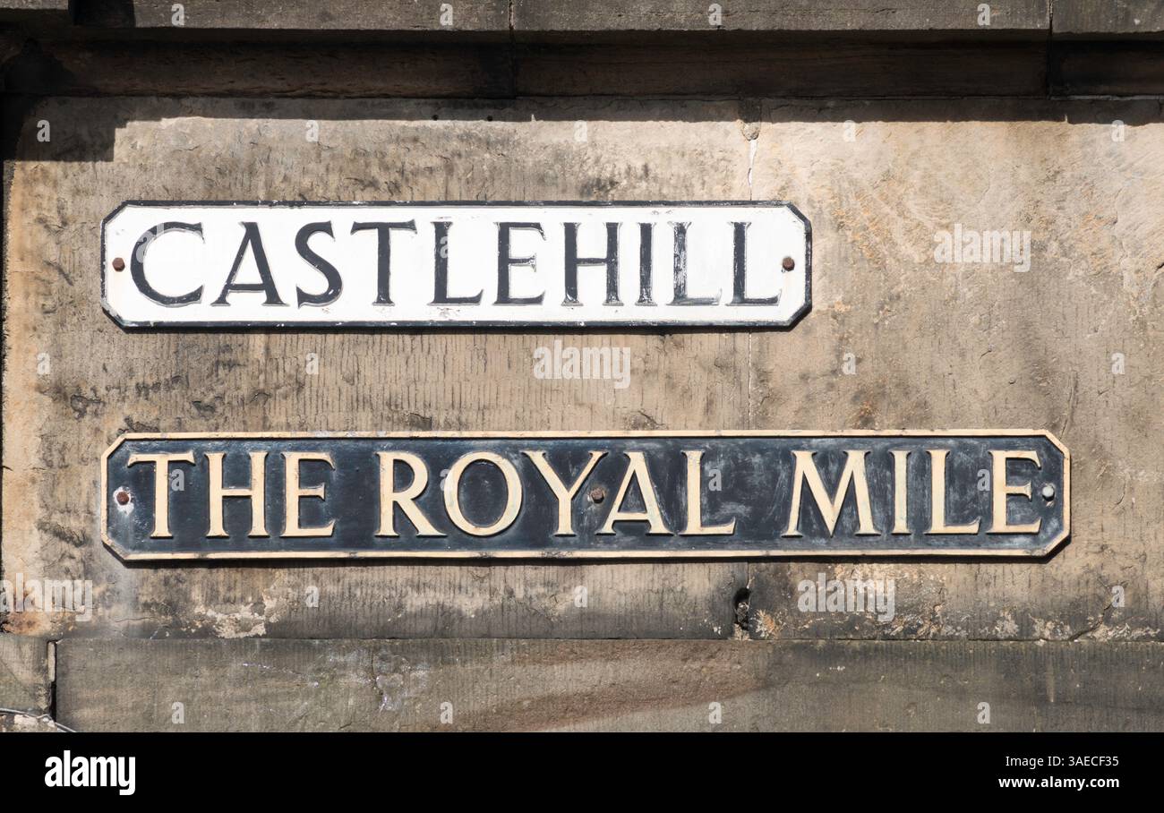 Street sign Castlehill The Royal Mile, Edinburgh, Scotland, UK Stock ...