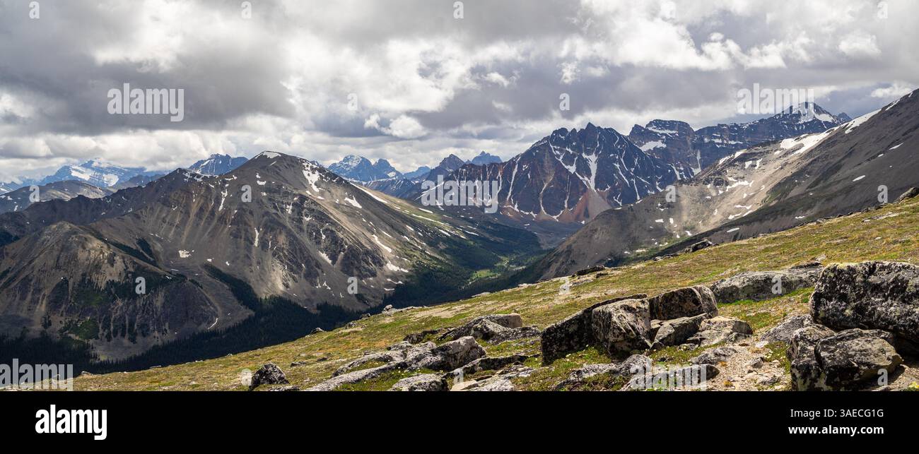 Trident range peaks seen from Whistlers Peak, Jasper NP, Canada Stock ...