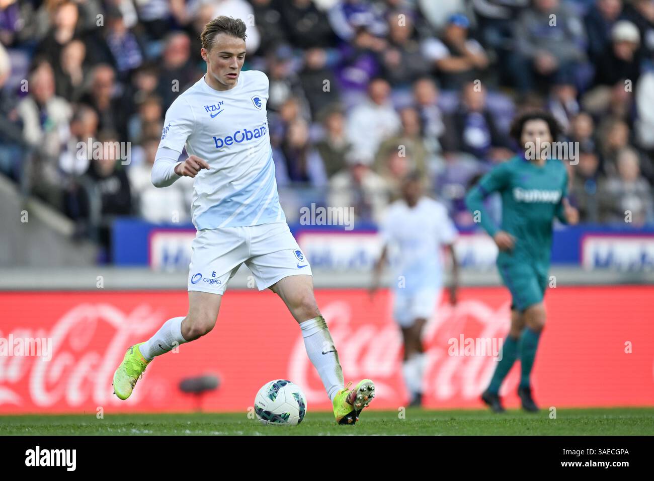 Anderlecht, Belgium. 06th Apr, 2025. Matte Smets (6) of Genk pictured ...