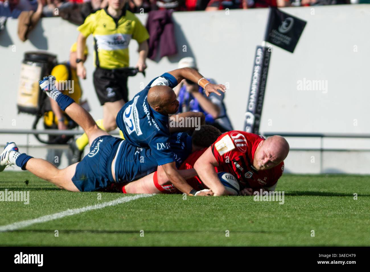 Toulouse, France. 06th Apr, 2025. Joel Merkler of Toulouse scoring ...
