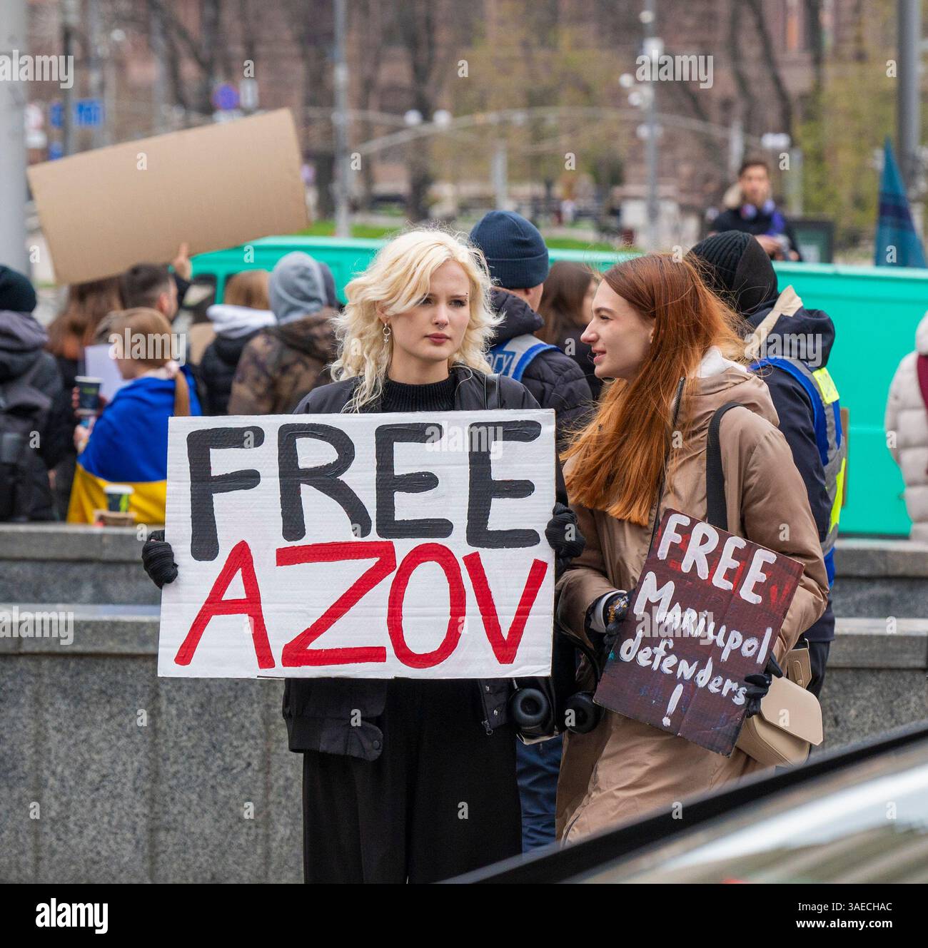 Kyiv, Ukraine - 6th April, 2025: Participants gather for a rally in ...