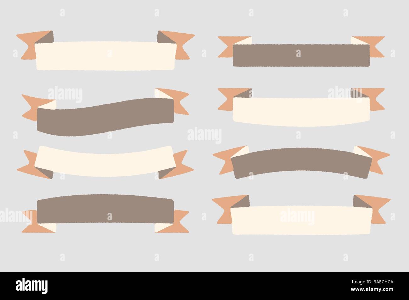 A collection of vintage brown ribbon banners, perfect for decorative ...