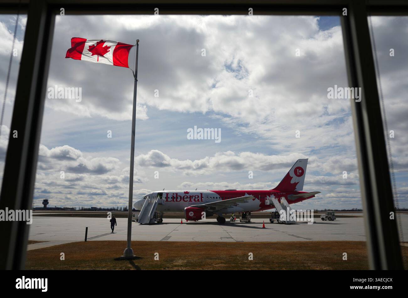 Canada Liberal leader Mark Carney's campaign plane is shown in Ottawa ...