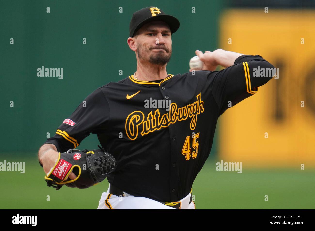 Pittsburgh Pirates starting pitcher Andrew Heaney delivers during the ...