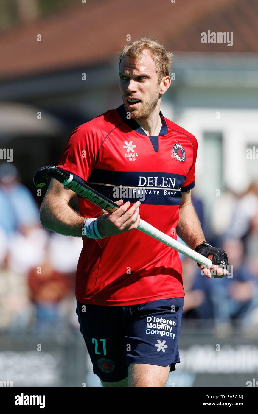 Boom, Belgium. 06th Apr, 2025. Dragons' Conor Harte pictured in action during a hockey game ...